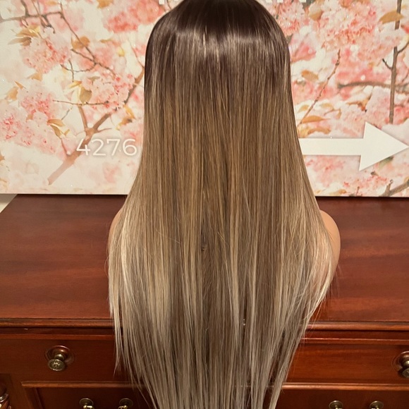FineHairPrettyNails | Hair | Soft Brown Rooted Ombre Middlepart Wig ...